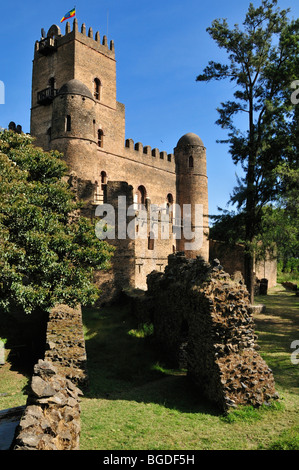 Royal Fasil Ghebbi palace, Gondar fortress-city, Ethiopia. Founded by ...