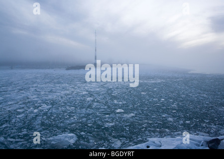 Lake Balaton at Siofok, Hungary, frozen in the winter Stock Photo - Alamy