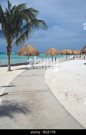 boardwalk along high rise hotel district on the caribbean island of ...