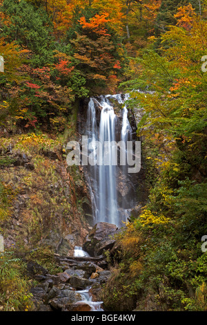 Waterfall with autumn foliage near Shirakawa, Gifu Prefecture, Japan ...