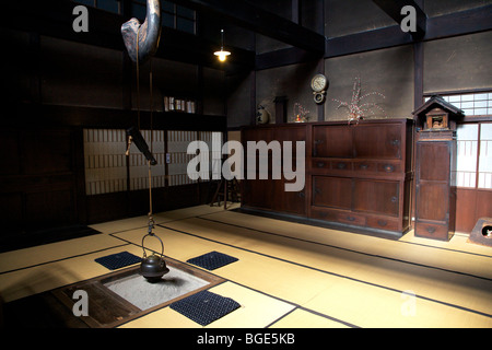 Interior of Kusakabe Mingei-kan (Kusakabe Heritage House) with garden ...