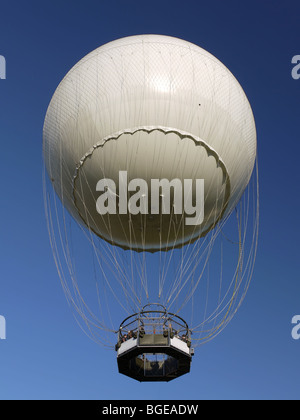 Hot air balloon rising up in the west bank of the Nile River at Luxor ...