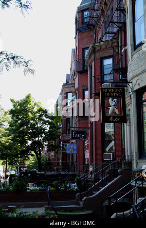 Newbury Street in the Back Bay area of Boston is a vibrant shopping and ...