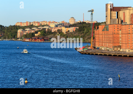 View from ship to suburbs of Stockholm. Ferry trip across Baltic Sea ...