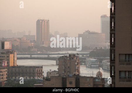The River Nile flowing through Cairo on a warm evening Egypt Stock ...