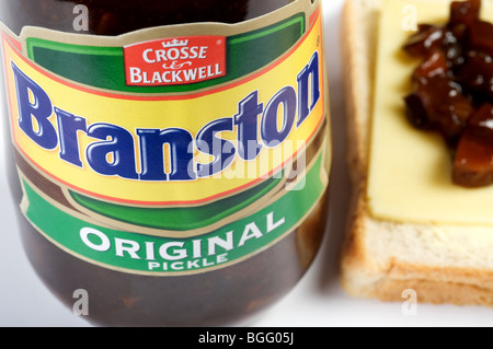 A Jar of Original Branston Pickle,with a cheese cracker by its side ...