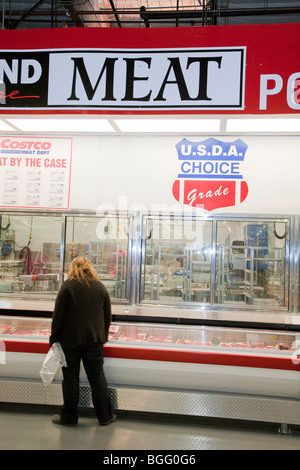 Meat and poultry section with Kirkland meat sign at Costco selling USDA ...