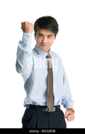 Fist pump, business people and celebration in office with laptop for ...