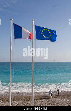French flag, Nice, Alpes Maritimes, Provence, Cote d'Azur, French Stock ...