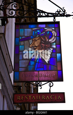 Stained Glass sign advertising a local restaurant Stock Photo - Alamy