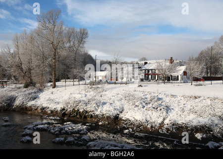 Winter view of The Biddick Inn at Fatfield, north east England, UK ...