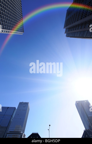 Rainbow over Marunouchi building group, Marunouchi, Chiyoda-ku, Tokyo ...