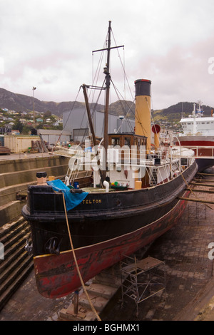 A preserved coal burning steam tug sails on excursions on Lyttelton ...