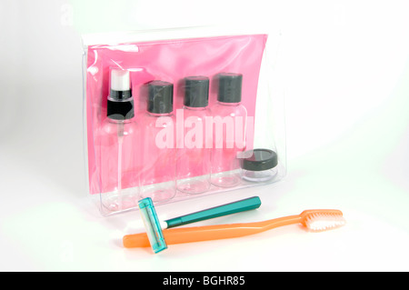 Carry-on luggage liquid containers Stock Photo - Alamy