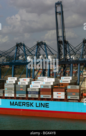 The post-Panamax container ship Maersk Edinburgh at Felixstowe - July ...