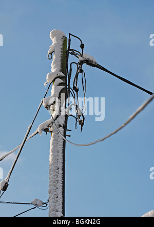 Ice On Telephone Lines Stock Photo - Alamy