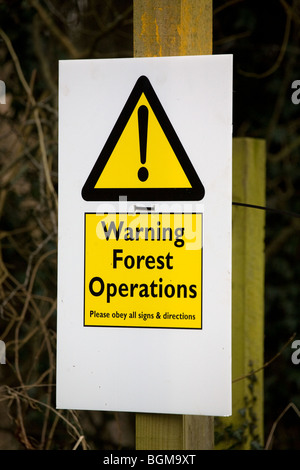 Forestry operations health and safety/ danger warning sign Stock Photo ...