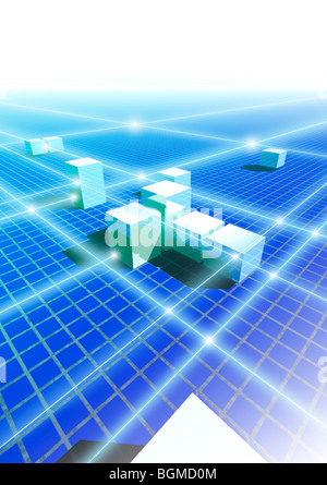 Illustration of lens flare rays, grid pattern and infected cells ...