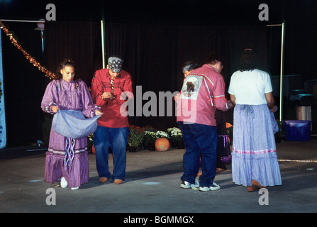 Couples dance the traditional Cherokee stomp dance during the annual ...