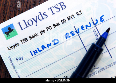 Tax cheque to the Inland Revenue for payment of taxes, England UK Stock ...