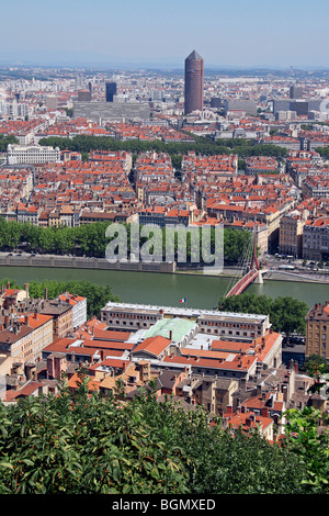 View of Saone river in Lyon city at evening, France Stock Photo - Alamy