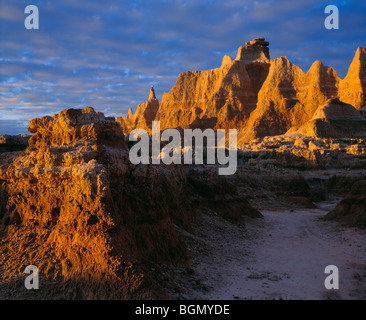 Dry Rocky Landscape of badlands National Park Along the Blue Sky Stock ...