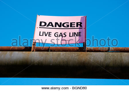 High Pressure Gas Pipeline Warning Sign Stock Photo: 24390586 - Alamy
