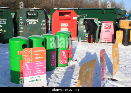 Recycling bins at Charlton Lane Community Recycling Centre, Shepperton ...