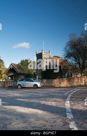 Remenham Church of Saint Nicholas and graveyard in snow, Berkshire ...