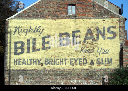 Bile Beans painted advert on side of building in York, UK Stock Photo ...
