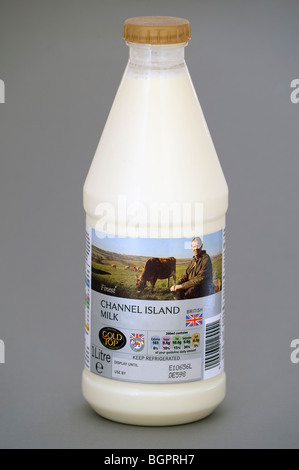 1 litre bottle of "Channel Island" milk Stock Photo - Alamy