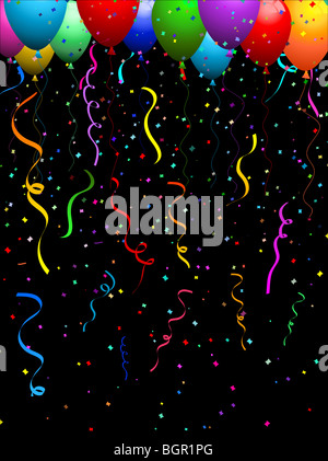 Falling confetti background with balloons Stock Photo - Alamy