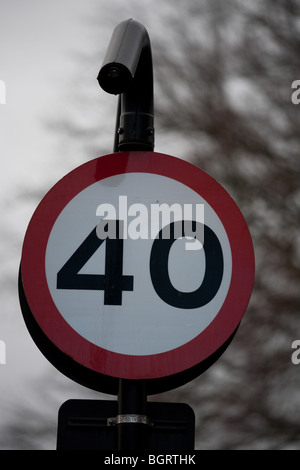 Examples of UK street signs. 40 mph speed limit Stock Photo - Alamy