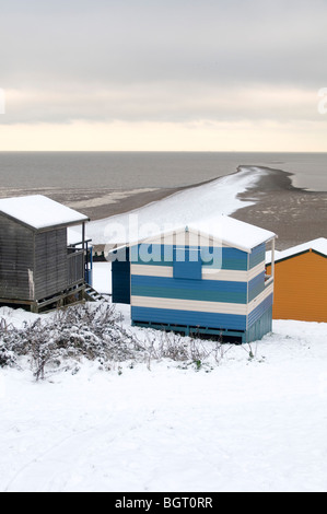 tankerton beach and shingle street in snow whitstable kent england uk ...