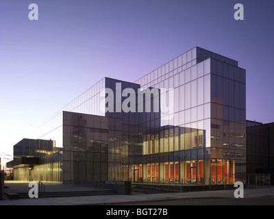 anchorage museum linear volumes forming a highly reflective glass ...