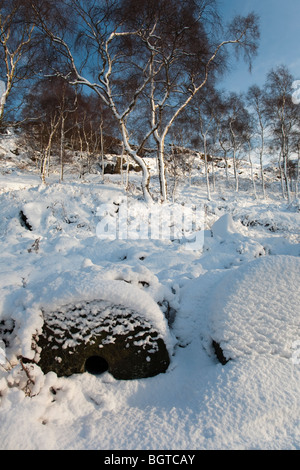 Abandoned millstones at Lawrencefield quarry between Bakewell and ...