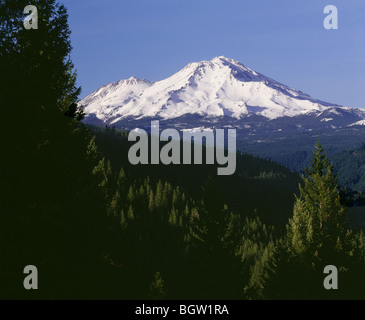 Mount Shasta Volcano with glaciers, in California, USA. Panorama from ...