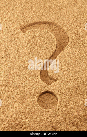 question mark in the sand Stock Photo - Alamy