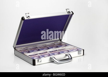 Twenty Pound Notes in Silver Metal Brief Case Stock Photo - Alamy