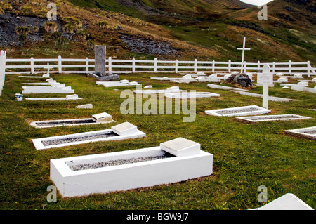 The grave of Sir Ernest Shackleton at Grytviken cemetary on South ...