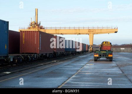 Intermodal Multimodal shipping container road - rail interchange Stock ...