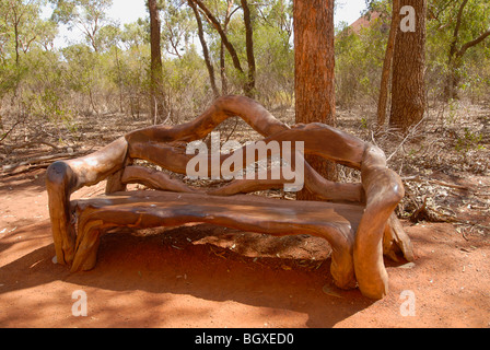 Wooden bench at Uluru (Ayers Rock) in Northern Territory in Australia ...
