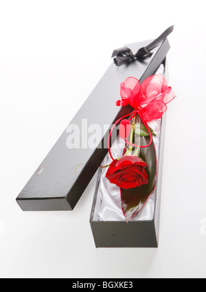 red rose and Valentine's day gift box. photo with copy space Stock ...