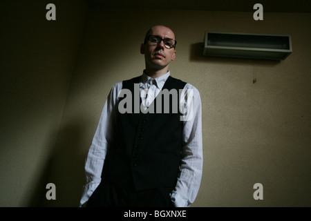 British author David Peace, photographed in Nezu district of Tokyo ...