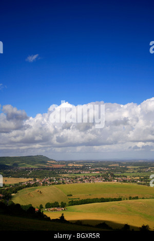 View over Upper Beeding village Rolling Hills South Downs National Park ...