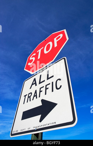 a traffic congestion warning road sign standing on the street traffic ...