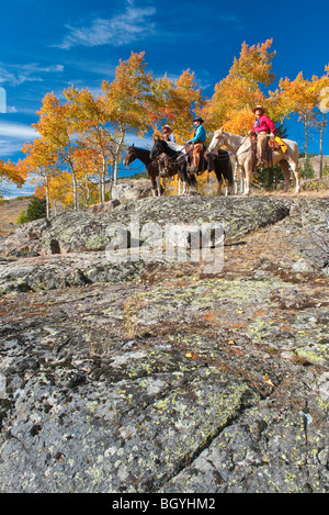 Standing horseback riders Stock Photo - Alamy