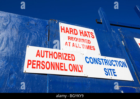 Danger and safety signs construction site Stock Photo - Alamy