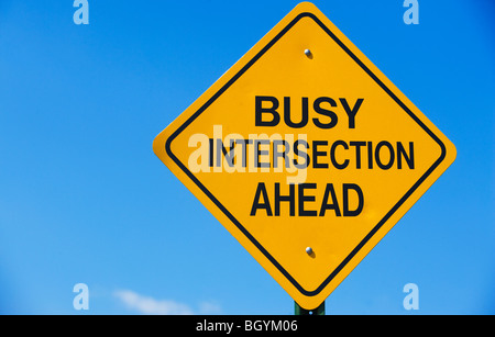 a traffic congestion warning road sign standing on the street traffic ...