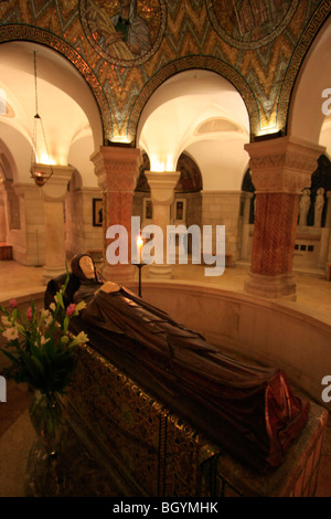 The statue of Mary in eternal sleep at the Dormition Church on Mount ...